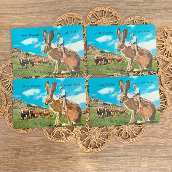 Vintage | Office | Cattle Punching On A Jackrabbit Vintage Western ...